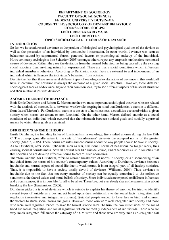 (PDF) DEPARTMENT OF SOCIOLOGY FACULTY OF SOCIAL SCIENCES FEDERAL ...