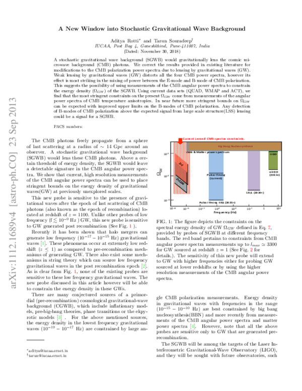 Pdf New Window Into Stochastic Gravitational Wave Background