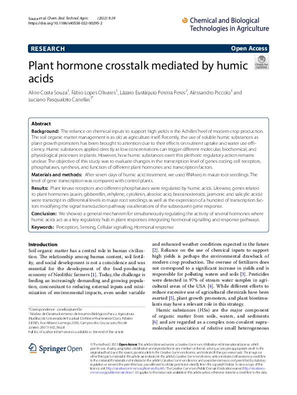 (PDF) Plant hormone crosstalk mediated by humic acids