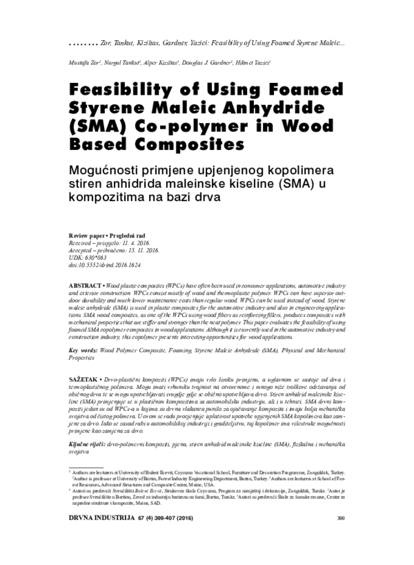 (PDF) Feasibility of Using Foamed Styrene Maleic Anhydride (SMA) Co ...