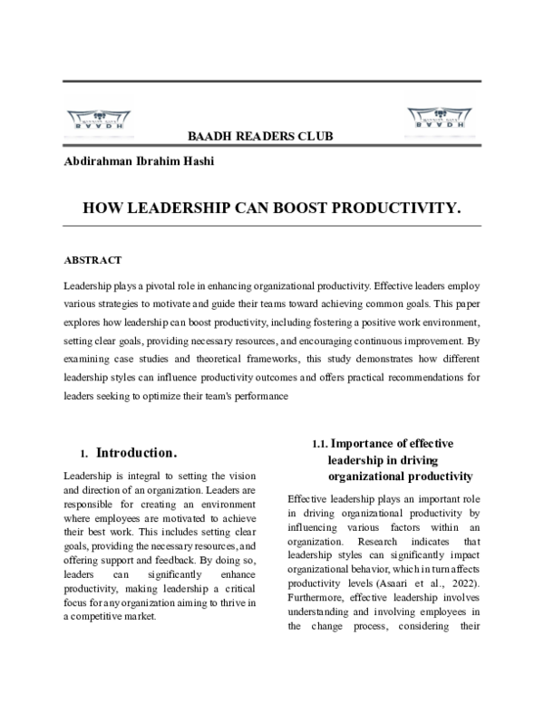 (PDF) HOW LEADERSHIP CAN BOOST PRODUCTIVITY
