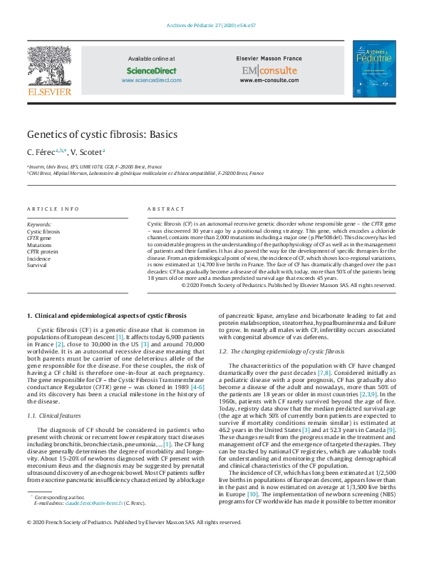 (PDF) Genetics of cystic fibrosis: Basics