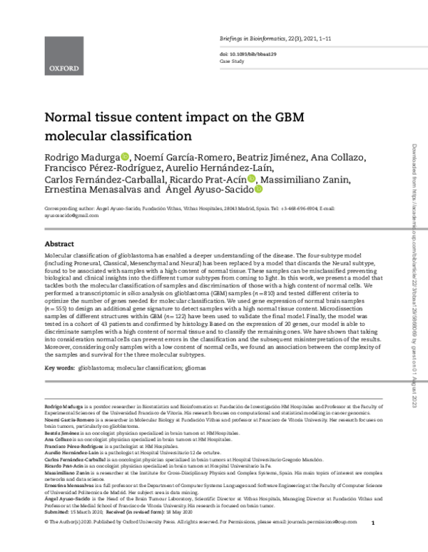 (PDF) Normal tissue content impact on the GBM molecular classification