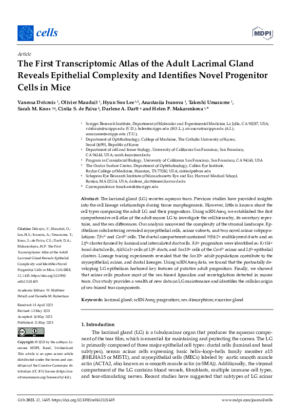 (PDF) The First Transcriptomic Atlas of the Adult Lacrimal Gland ...