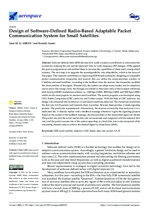 (PDF) Design of Software-Defined Radio-Based Adaptable Packet Communication System for Small ...