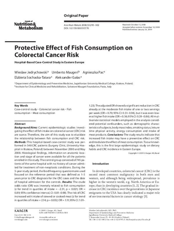 (PDF) Protective Effect of Fish Consumption on Colorectal Cancer Risk