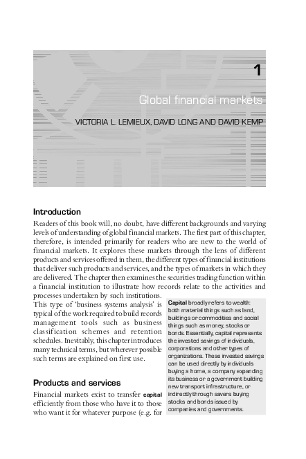 (PDF) Global financial markets