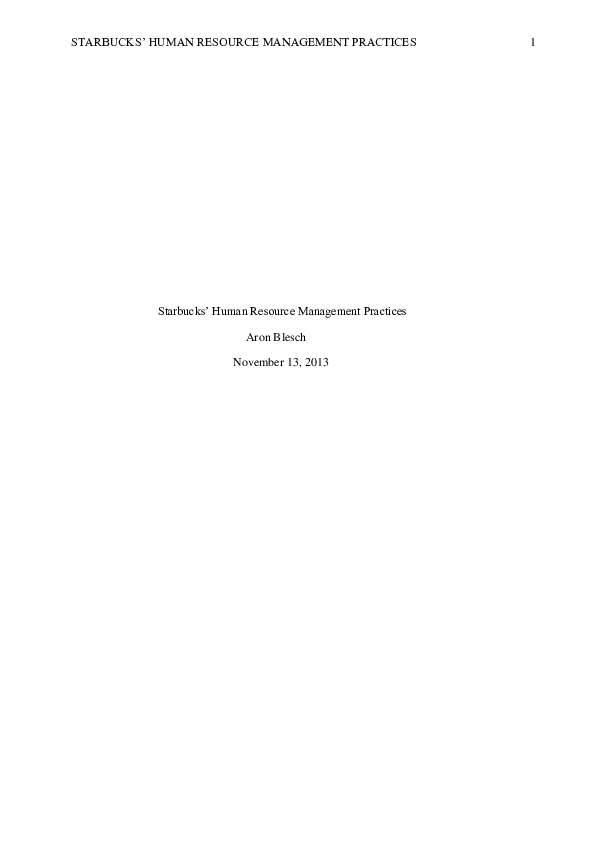 (PDF) Starbucks' Human Resource Management Practices