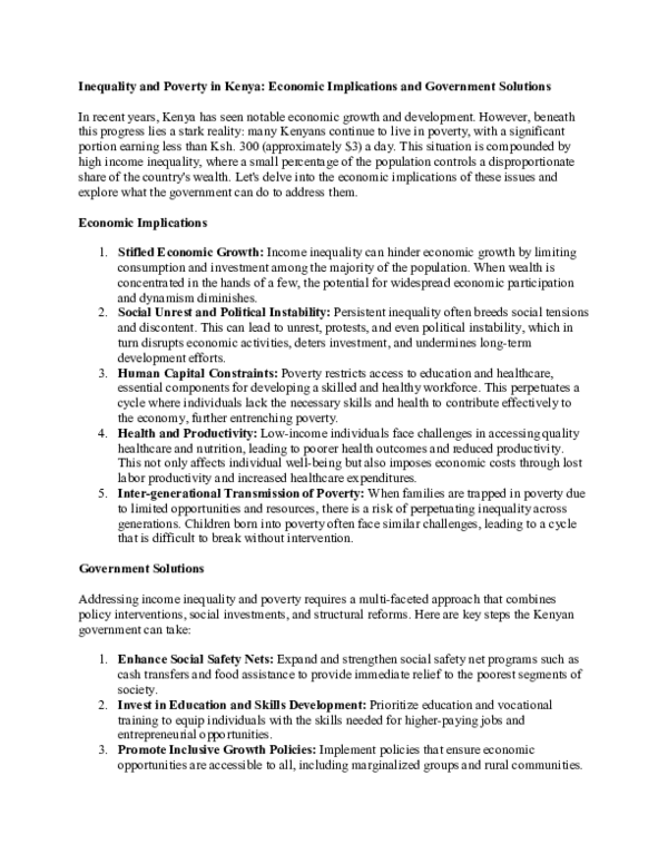 (PDF) Inequality and Poverty in Kenya Economic Implications and ...