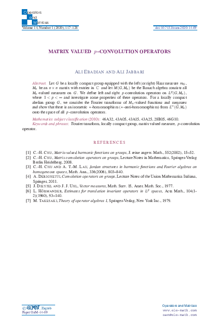 (PDF) Matrix valued p-convolution operators