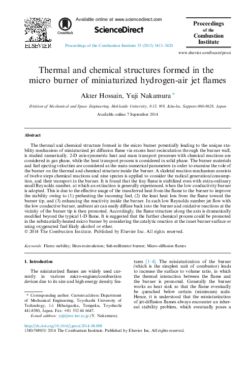 (PDF) Thermal and chemical structures formed in the micro burner of ...