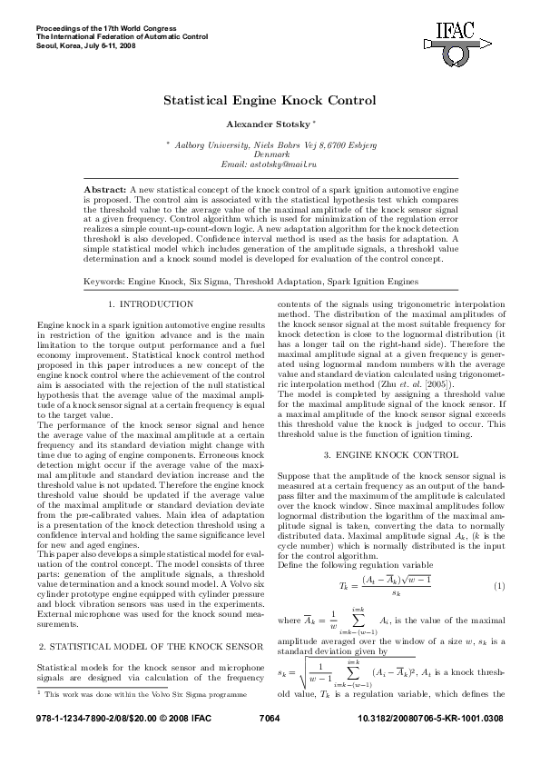 (PDF) Statistical Engine Knock Control | Alexander Stotsky - Academia.edu