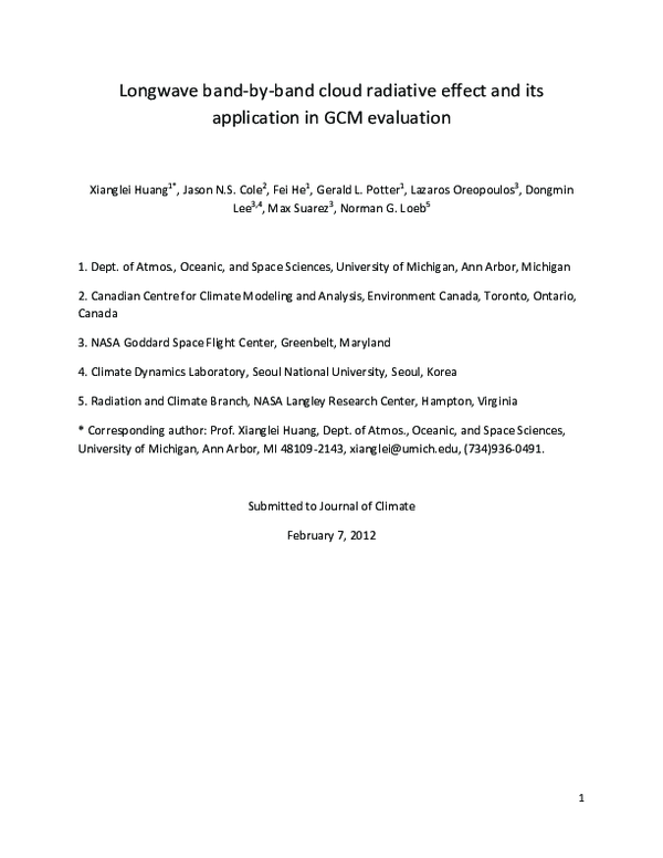 (PDF) Longwave Band-By-Band Cloud Radiative Effect and Its Application ...