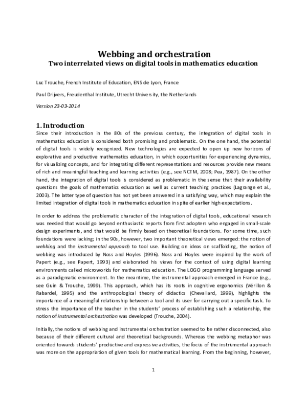 (PDF) Webbing and orchestration. Two interrelated views on digital ...