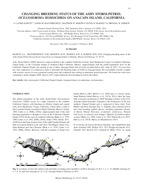 (PDF) Changing breeding status of the Ashy Storm-Petrel Oceanodroma ...