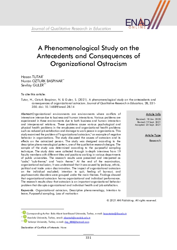 (PDF) A Phenomenological Study on the Antecedents and Consequences of ...