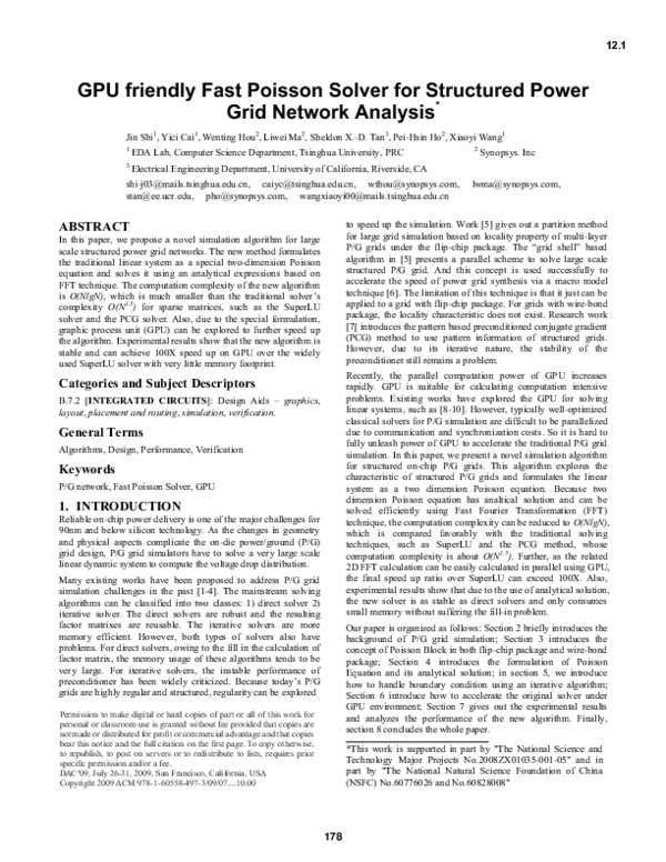 (PDF) GPU friendly fast Poisson solver for structured power grid network analysis | Pei-Hsin Ho ...