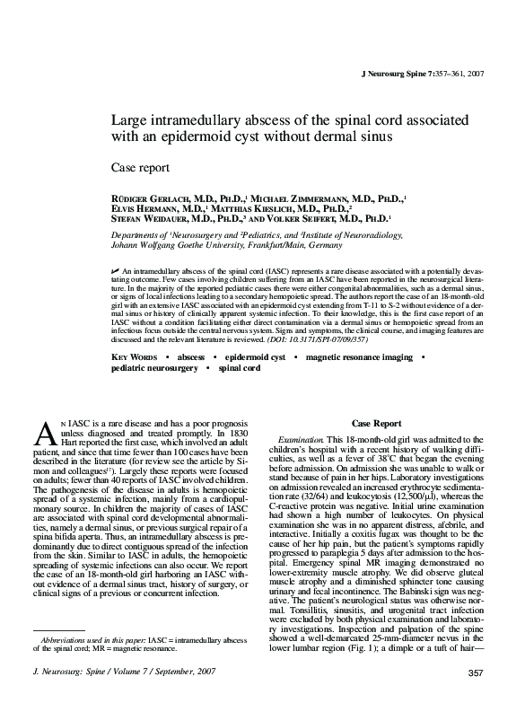(PDF) Large intramedullary abscess of the spinal cord associated with ...