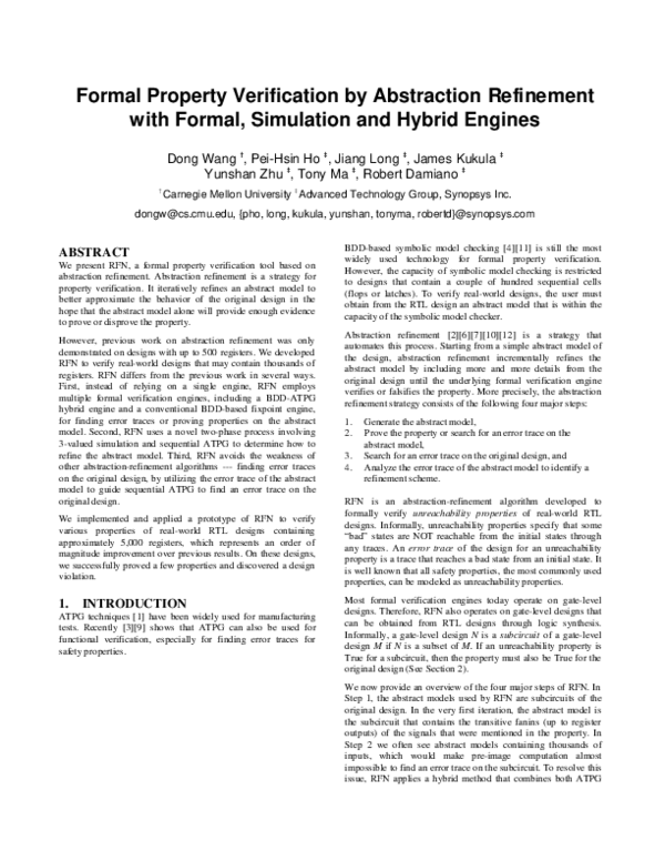 (PDF) Formal property verification by abstraction refinement with formal, simulation and hybrid ...