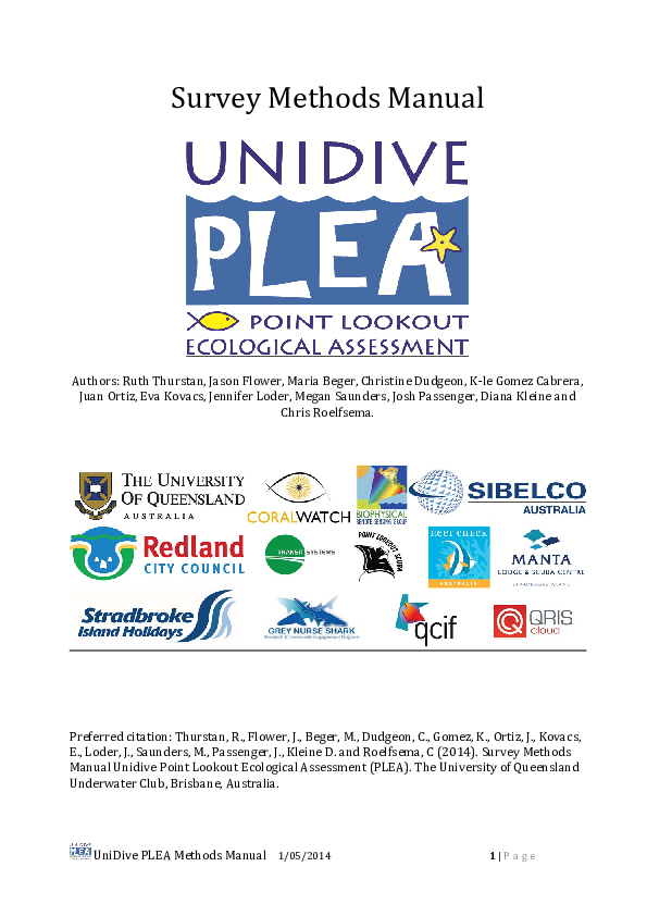 (PDF) Survey Methods Manual Unidive Point Lookout Ecological Assessment (PLEA)