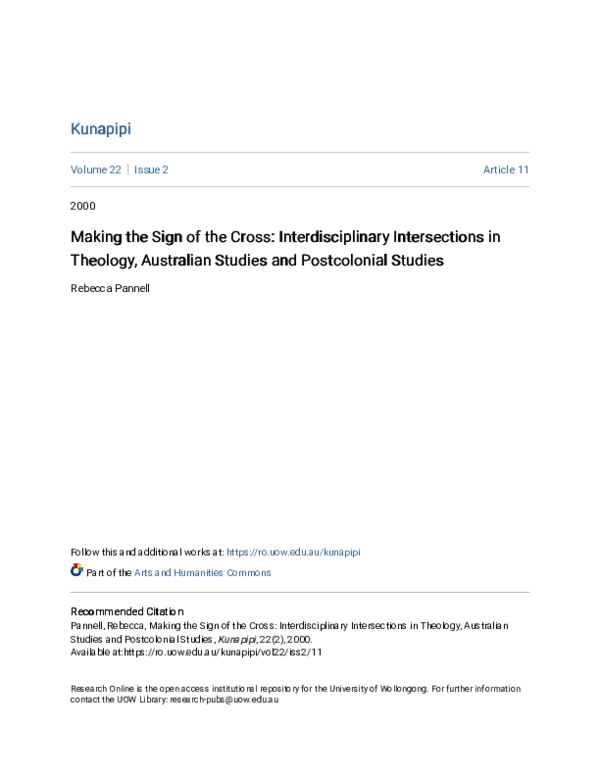 (PDF) Making the Sign of the Cross: Interdisciplinary Intersections in ...