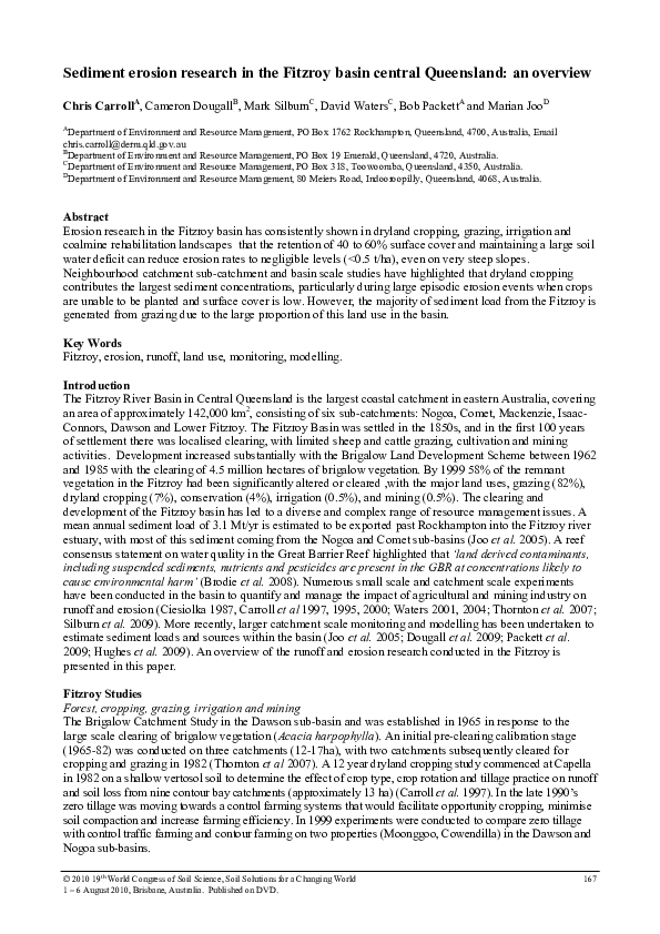 (PDF) Sediment erosion research in the Fitzroy basin central Queensland ...