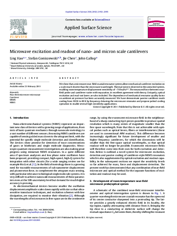 (PDF) Microwave excitation and readout of nano- and micron scale ...