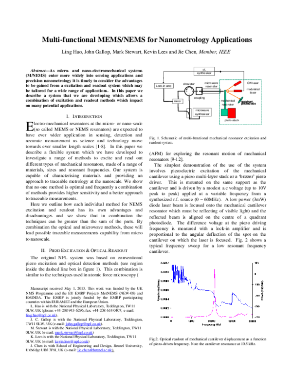 (PDF) Multi-functional MEMS/NEMS for nanometrology applications