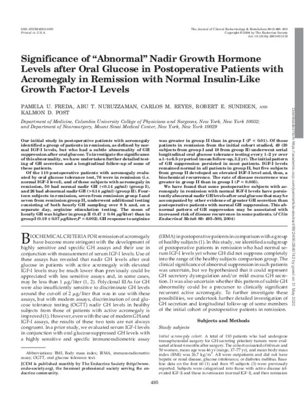 (PDF) Significance of “Abnormal” Nadir Growth Hormone Levels after Oral ...