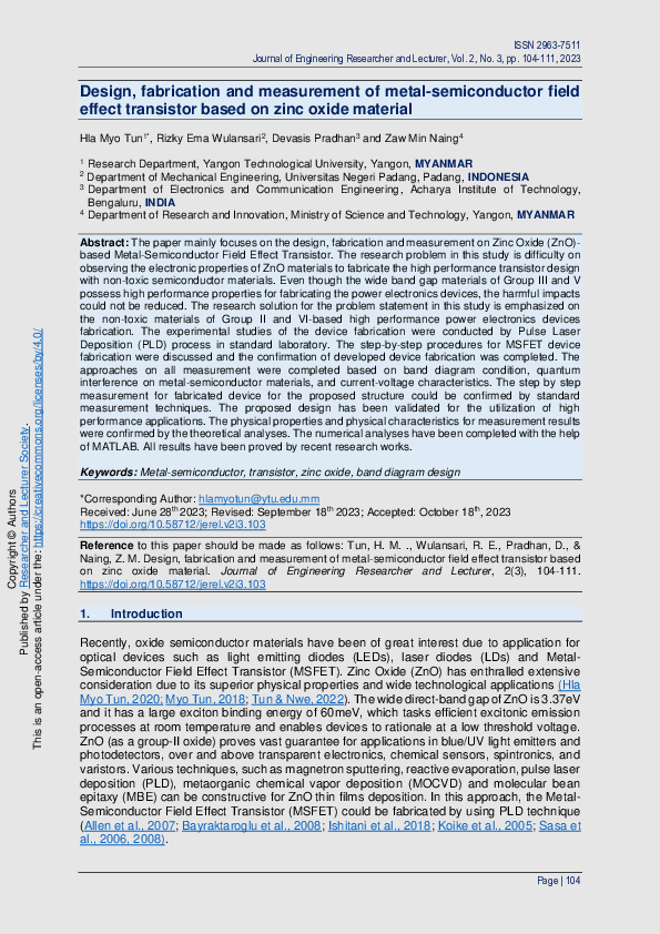 (PDF) Design, fabrication and measurement of metal-semiconductor field ...