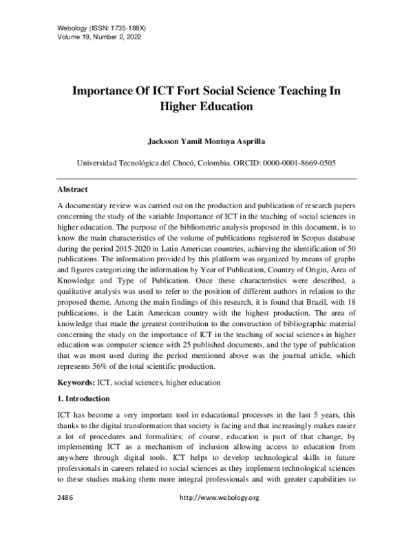 (PDF) Importance Of ICT Fort Social Science Teaching In Higher Education
