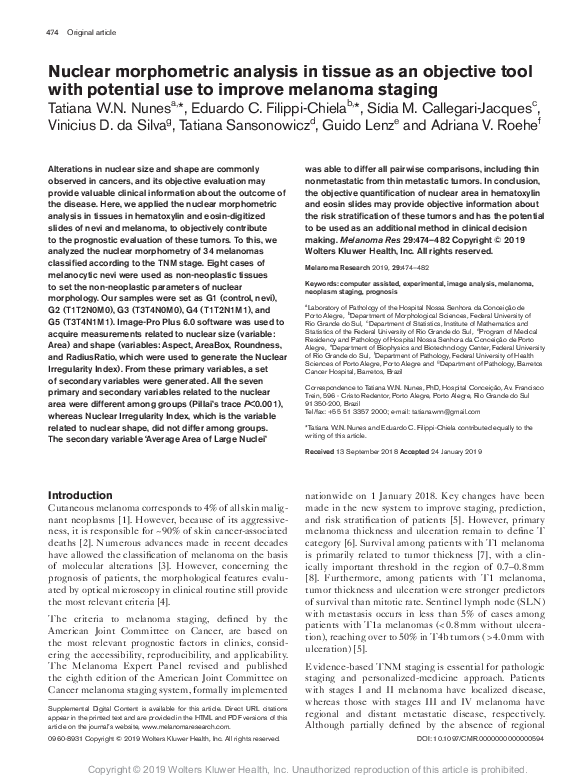 (PDF) Nuclear morphometric analysis in tissue as an objective tool with ...