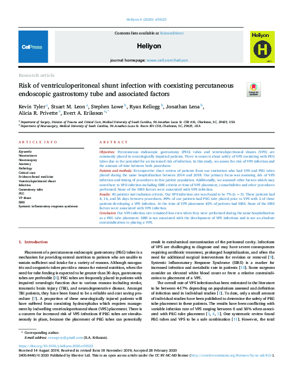 (PDF) Risk of ventriculoperitoneal shunt infection with coexisting ...