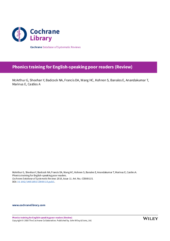 (PDF) Phonics training for English-speaking poor readers