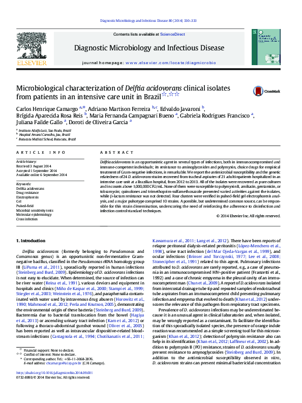 (PDF) Microbiological characterization of Delftia acidovorans clinical ...