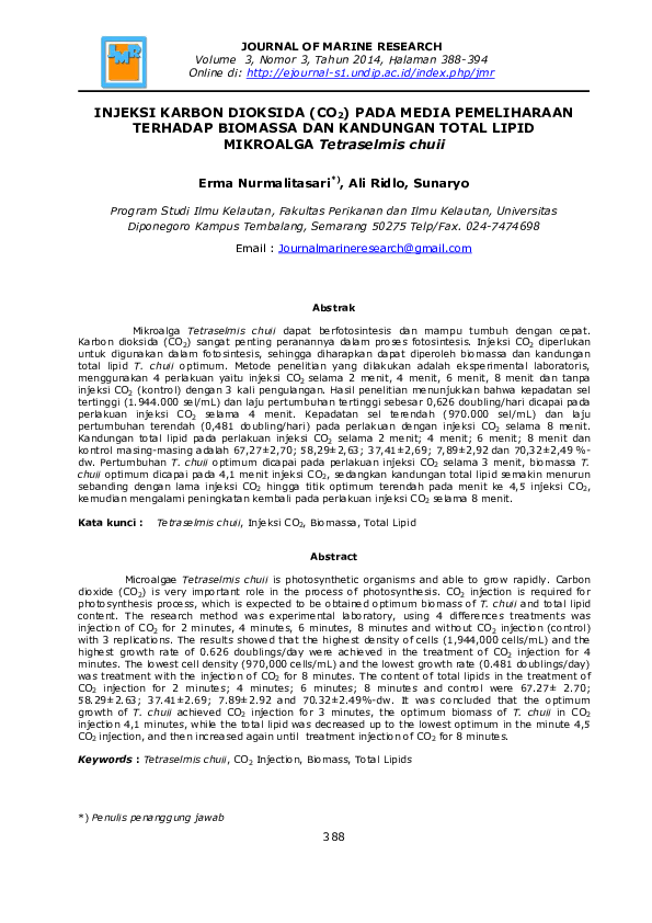 (PDF) INJEKSI KARBON DIOKSIDA (CO2) PADA MEDIA PEMELIHARAAN TERHADAP ...