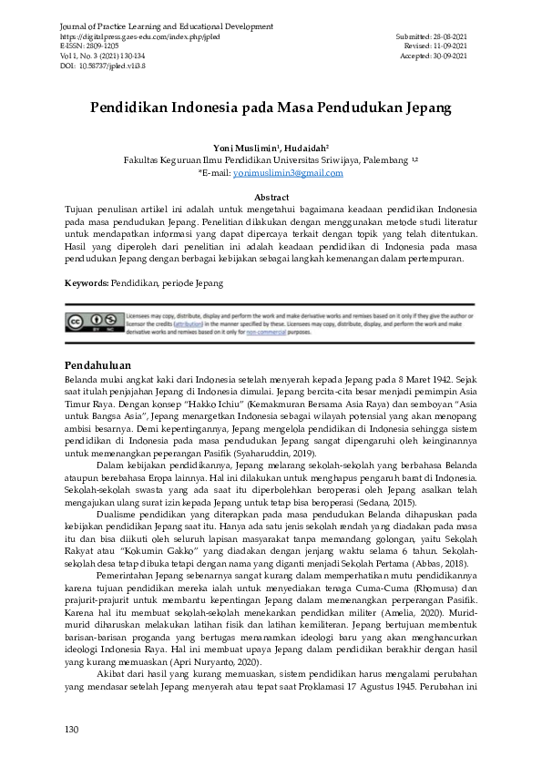 (PDF) Pendidikan Indonesia pada Masa Pendudukan Jepang