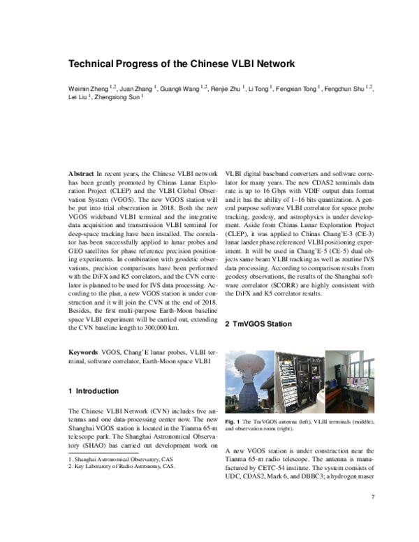 (PDF) Technical Progress of the Chinese VLBI Network