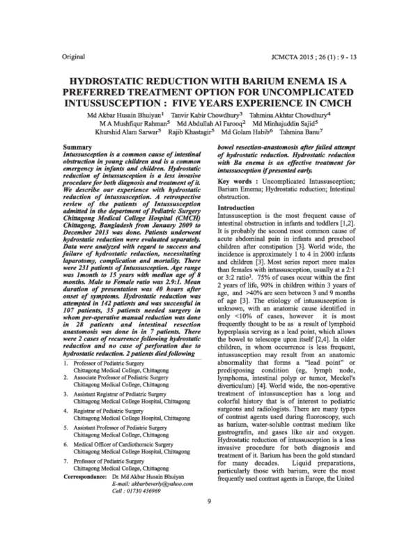 (PDF) Hydrostatic Reduction With Barium Enema Is A Preferred Treatment ...
