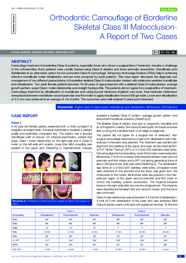 (PDF) Orthodontic Camouflage of Borderline Skeletal Class III ...