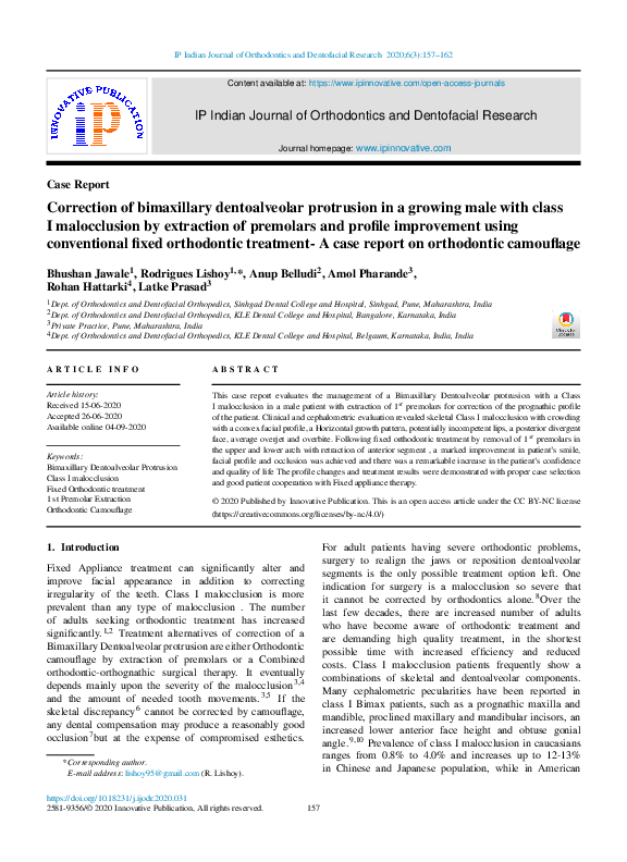 (PDF) Correction of bimaxillary dentoalveolar protrusion in a growing ...