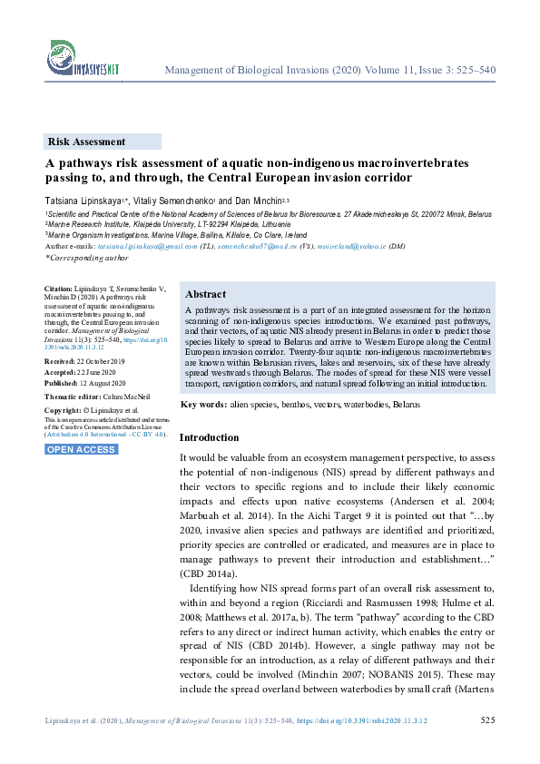 (PDF) A pathways risk assessment of aquatic non-indigenous ...