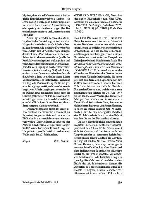 (PDF) Review of Gerhard Wiechmannn, 'Von der deutschen Flugscheibe zum ...