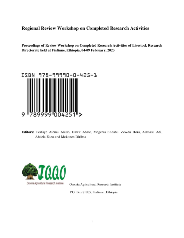 (PDF) Regional Review Workshop on Completed Research Activities