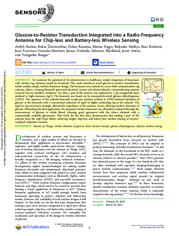 (PDF) Glucose-to-Resistor Transduction Integrated into a Radio ...