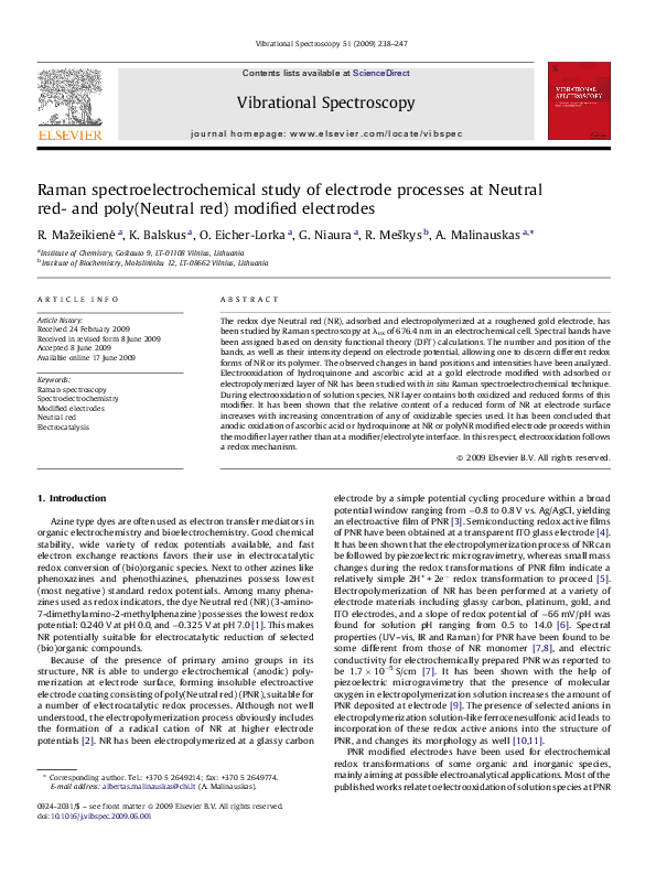 (PDF) Raman spectroelectrochemical study of electrode processes at ...