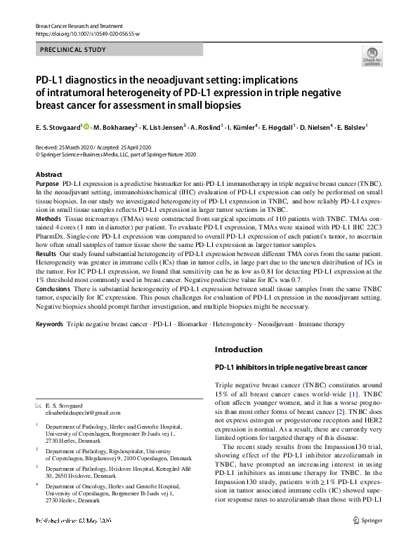 (PDF) PD-L1 diagnostics in the neoadjuvant setting: implications of intratumoral heterogeneity ...