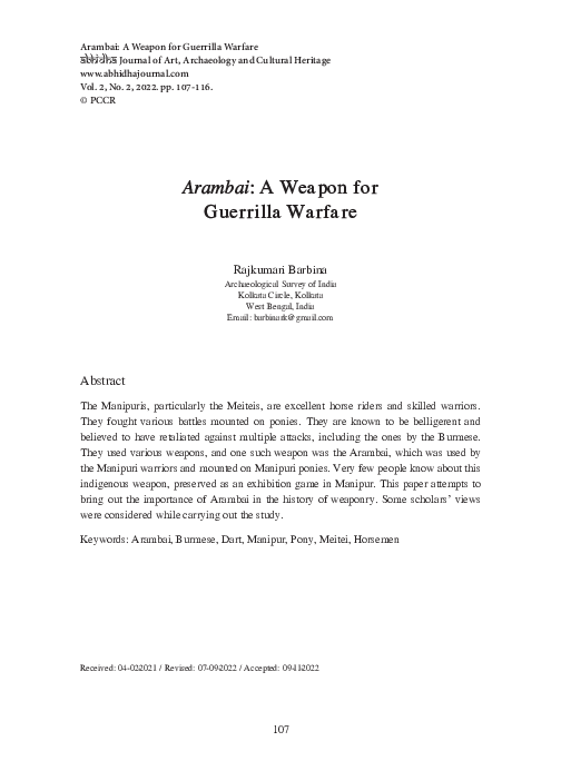 (PDF) Arambai: A Weapon for Guerrilla Warfare