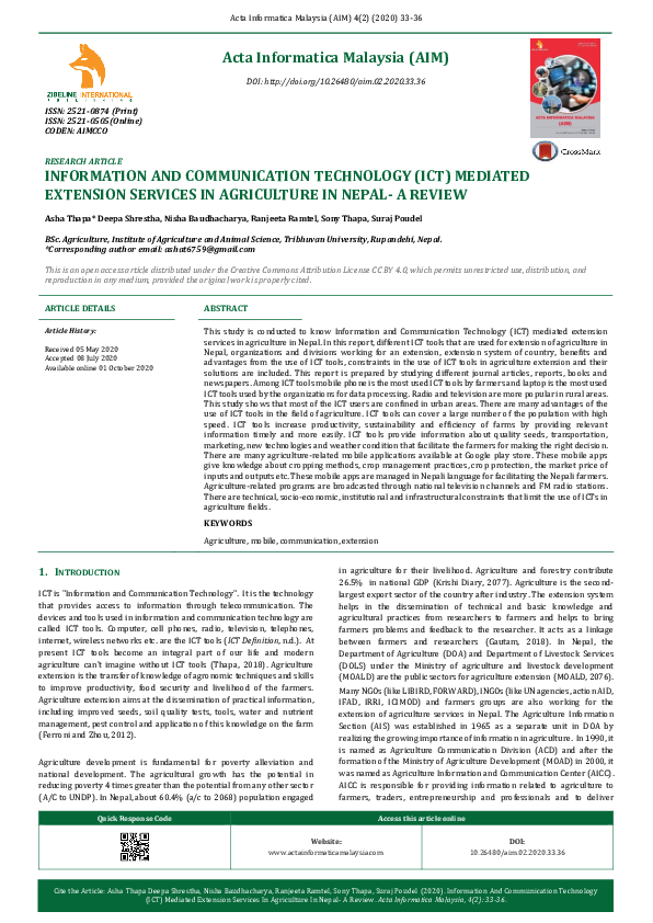 (PDF) Information and Communication Technology (Ict) Mediated Extension ...