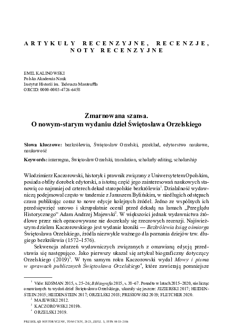 (PDF) Zmarnowana szansa. O nowym-starym wydaniu dzieł Świętosława ...